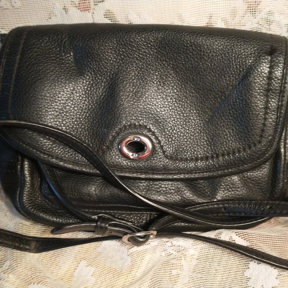 Coach | Bags | Coach Black Pebbled Leather Smaller Crossbody 2 Outer ...